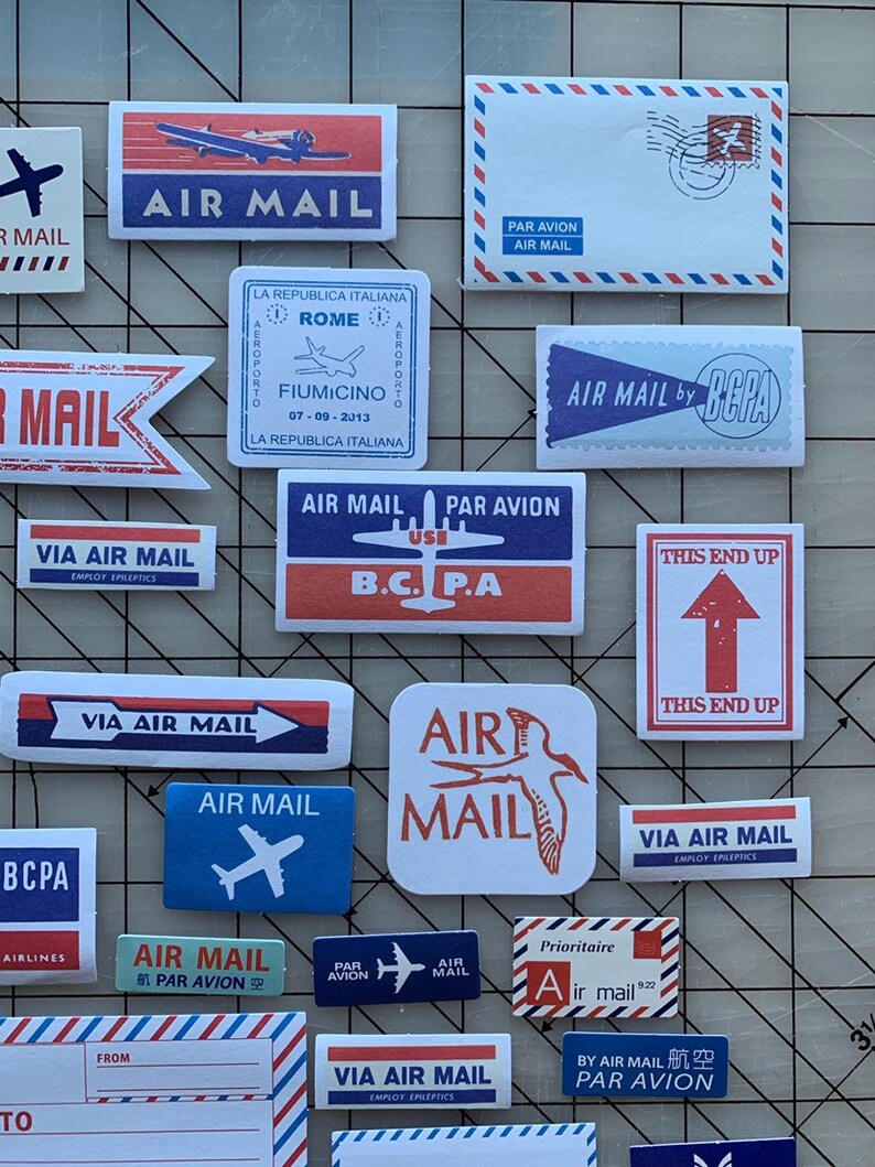 Airmailassorted Sticker Pack / 39 Pc / Journal Supply / Travel Theme - Etsy