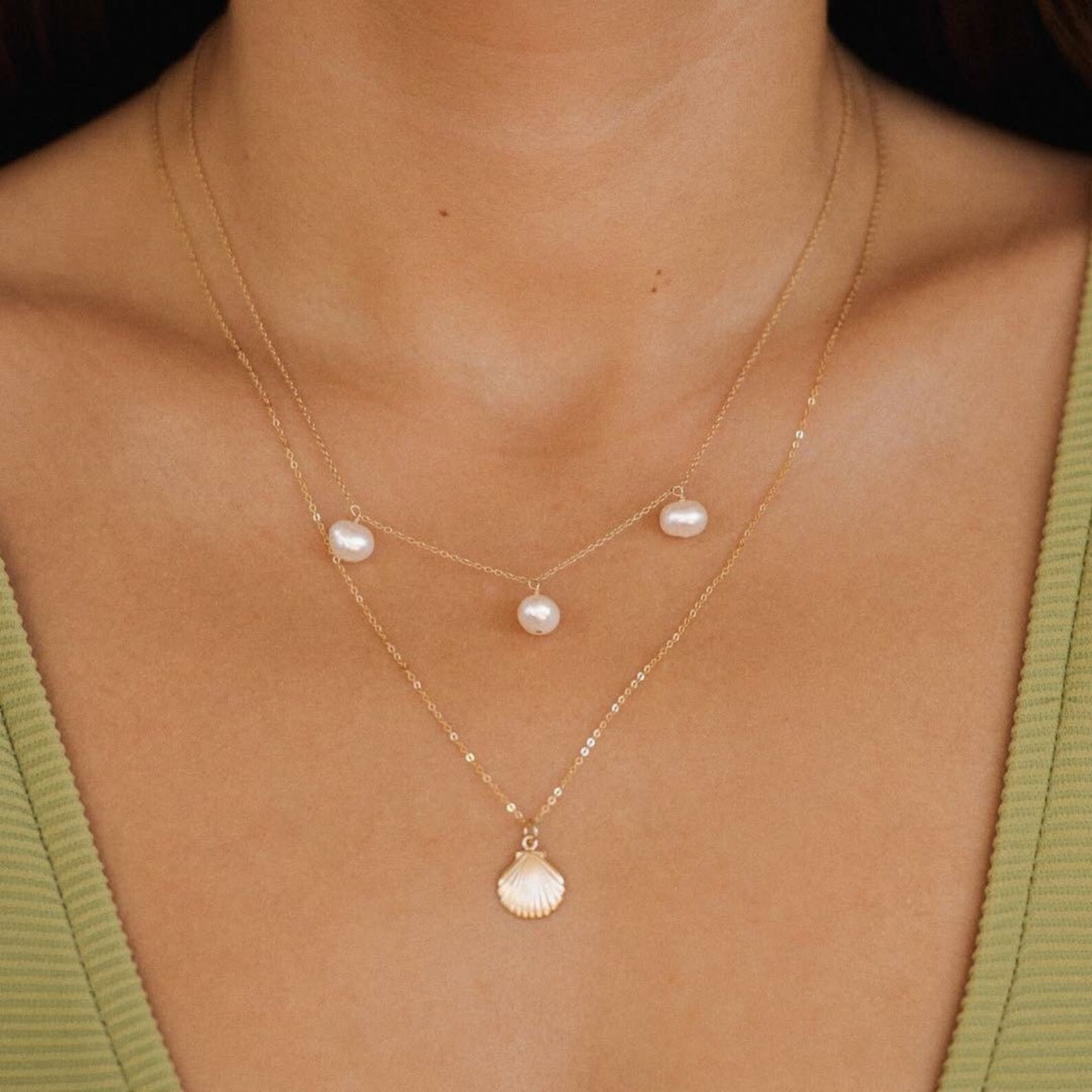 Petite Shell Charm Necklace Simple Gold Necklace Shell - Etsy