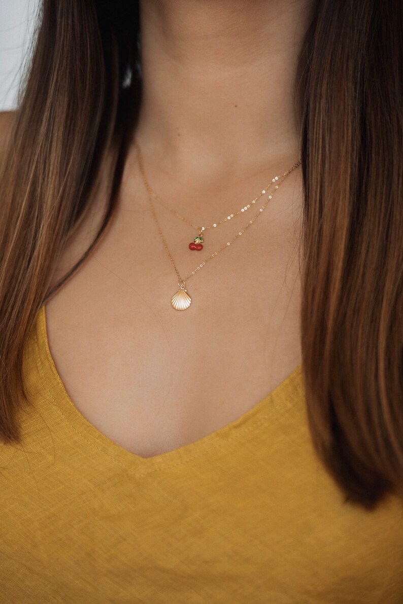 Petite Shell Charm Necklace Simple Gold Necklace Shell - Etsy