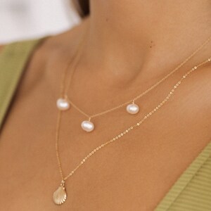 Petite Shell Charm Necklace • Simple Gold Necklace • Shell Charm • Gold ...