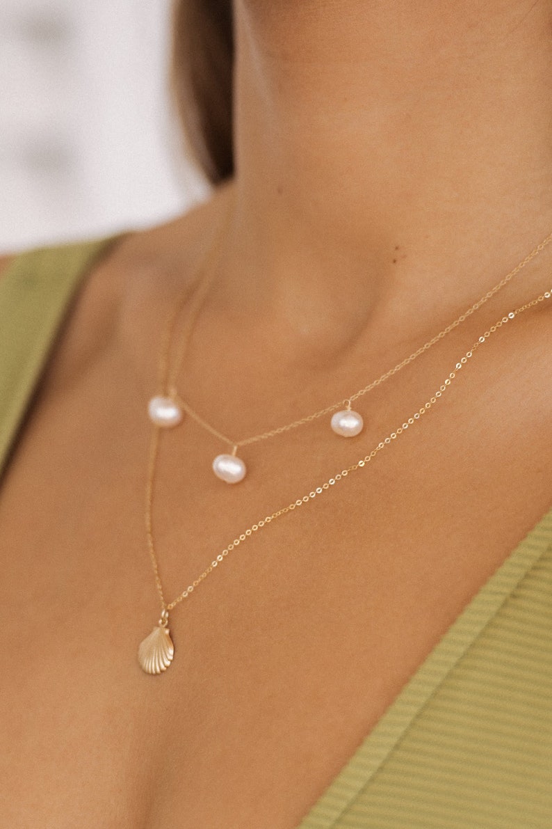 Petite Shell Charm Necklace Simple Gold Necklace Shell - Etsy