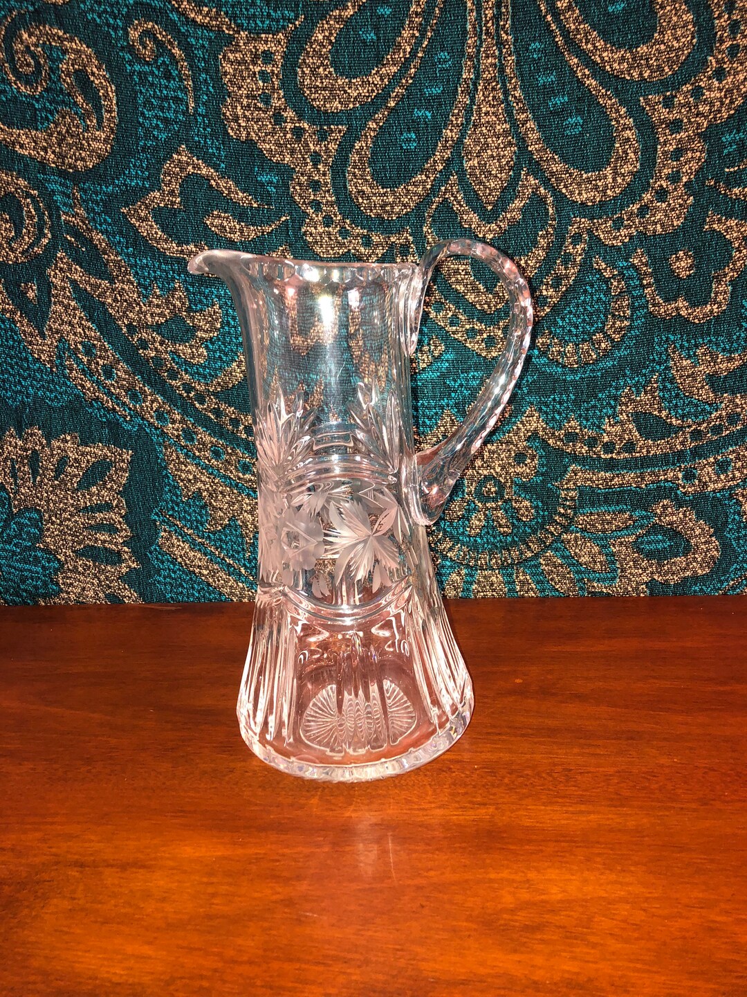 Vintage Crystal Pitcher - Etsy