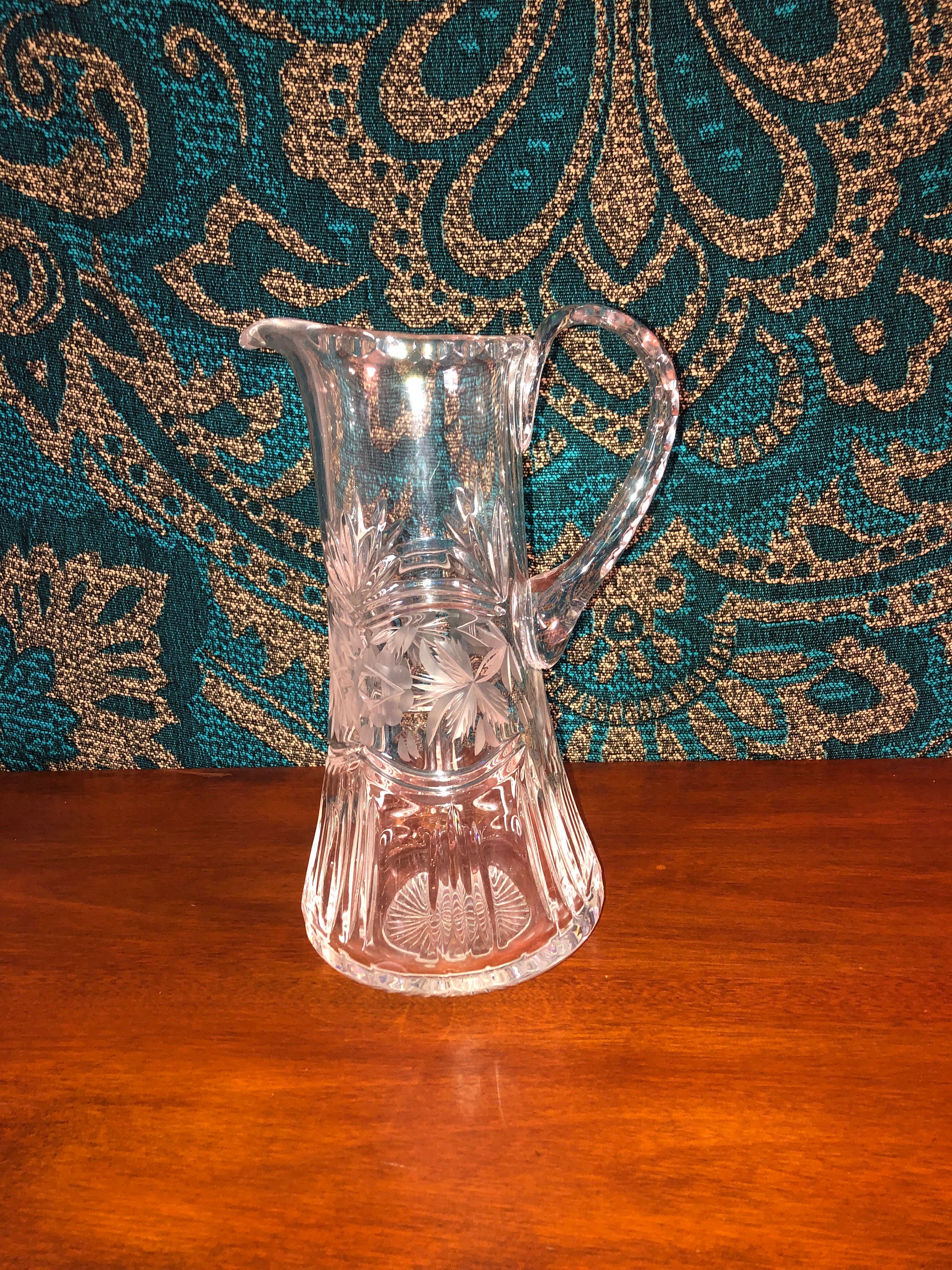 Vintage Crystal Pitcher - Etsy