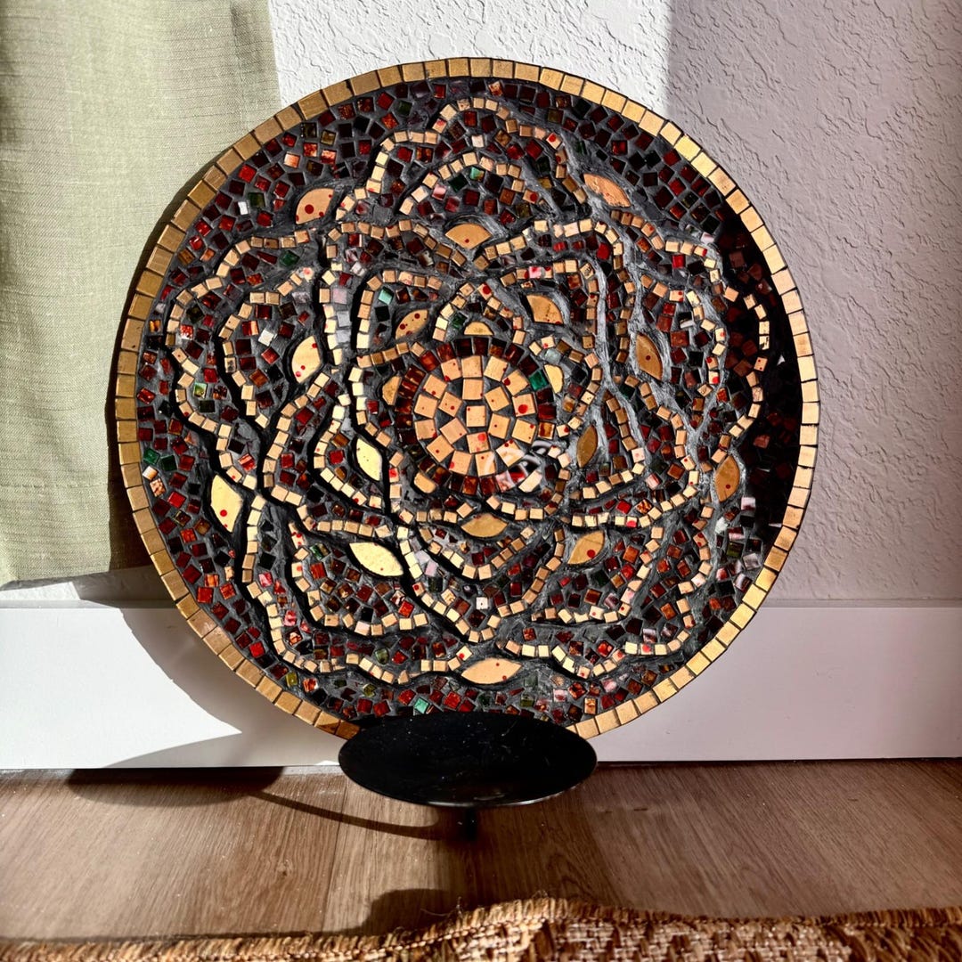 Vintage Glass Mosaic Mandala Wall Sconce Candle Holder | Boho Eclectic ...