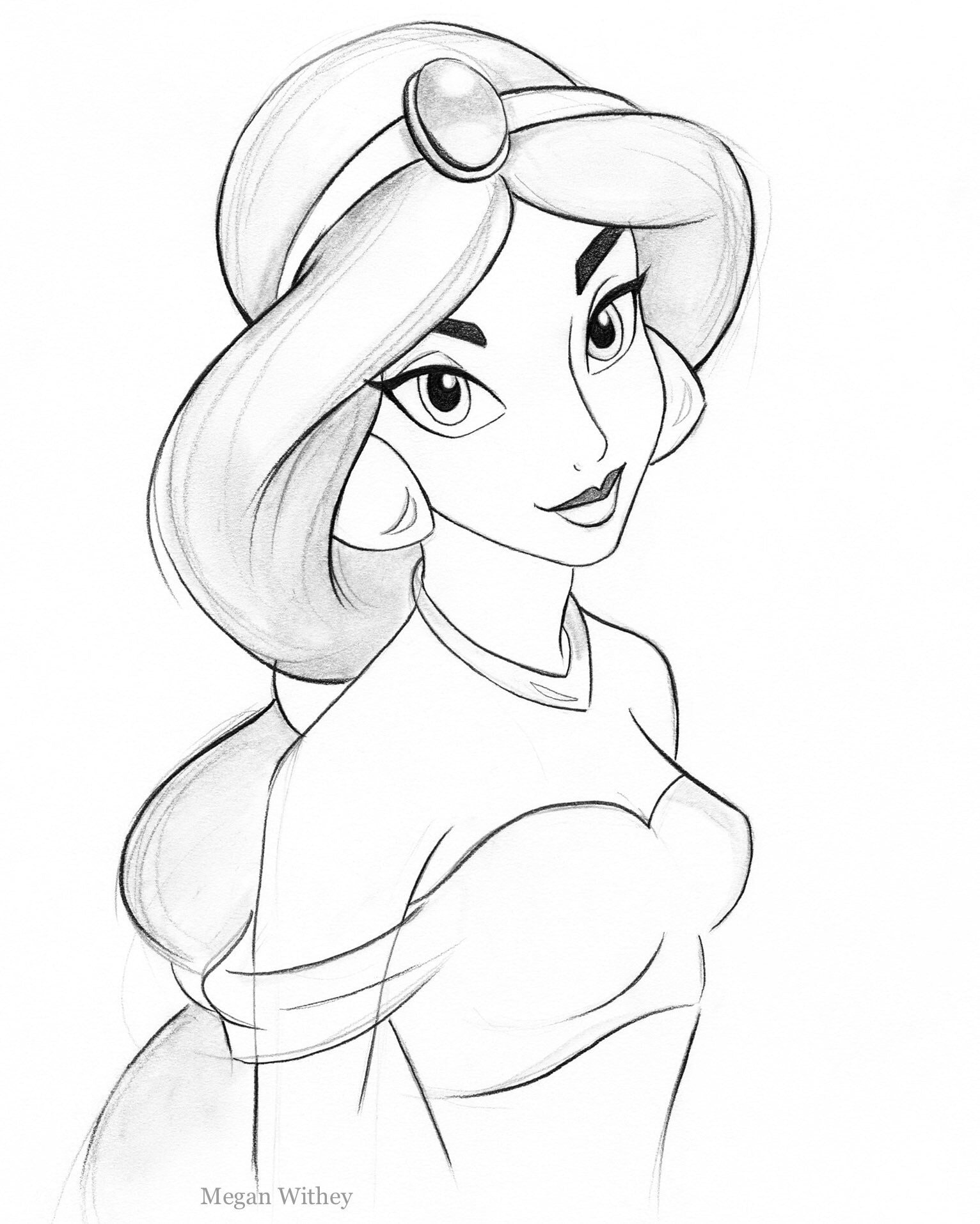 Princess Jasmine Pencil Drawing