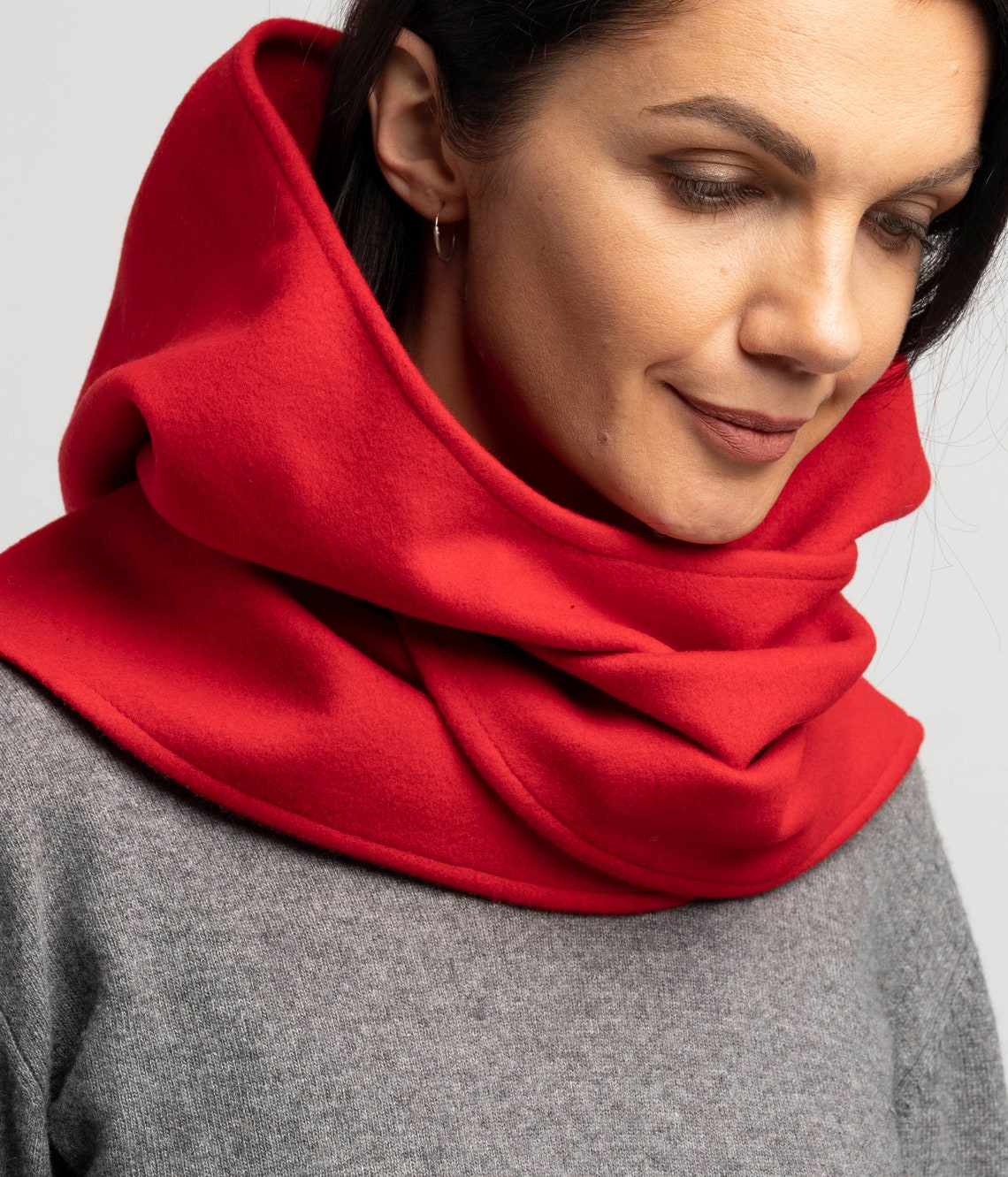 Cashmere Wool Red Hood Unisex Red Cowl Scarf Cowl Shrug - Etsy