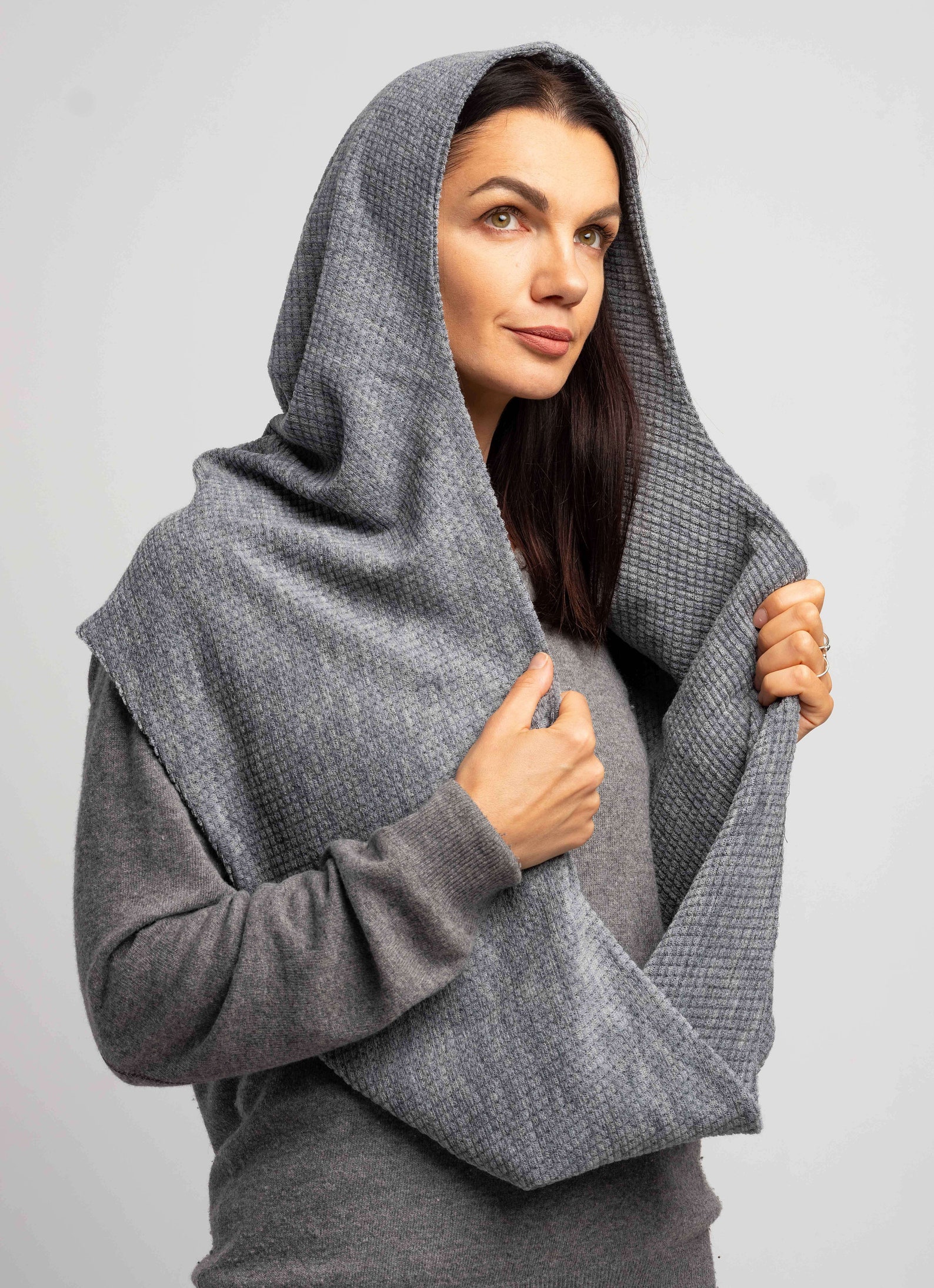 Soft Wool Gray Hood Unisex, Gray Cowl Scarf Men, Cowl Shrug Men, Cowl ...