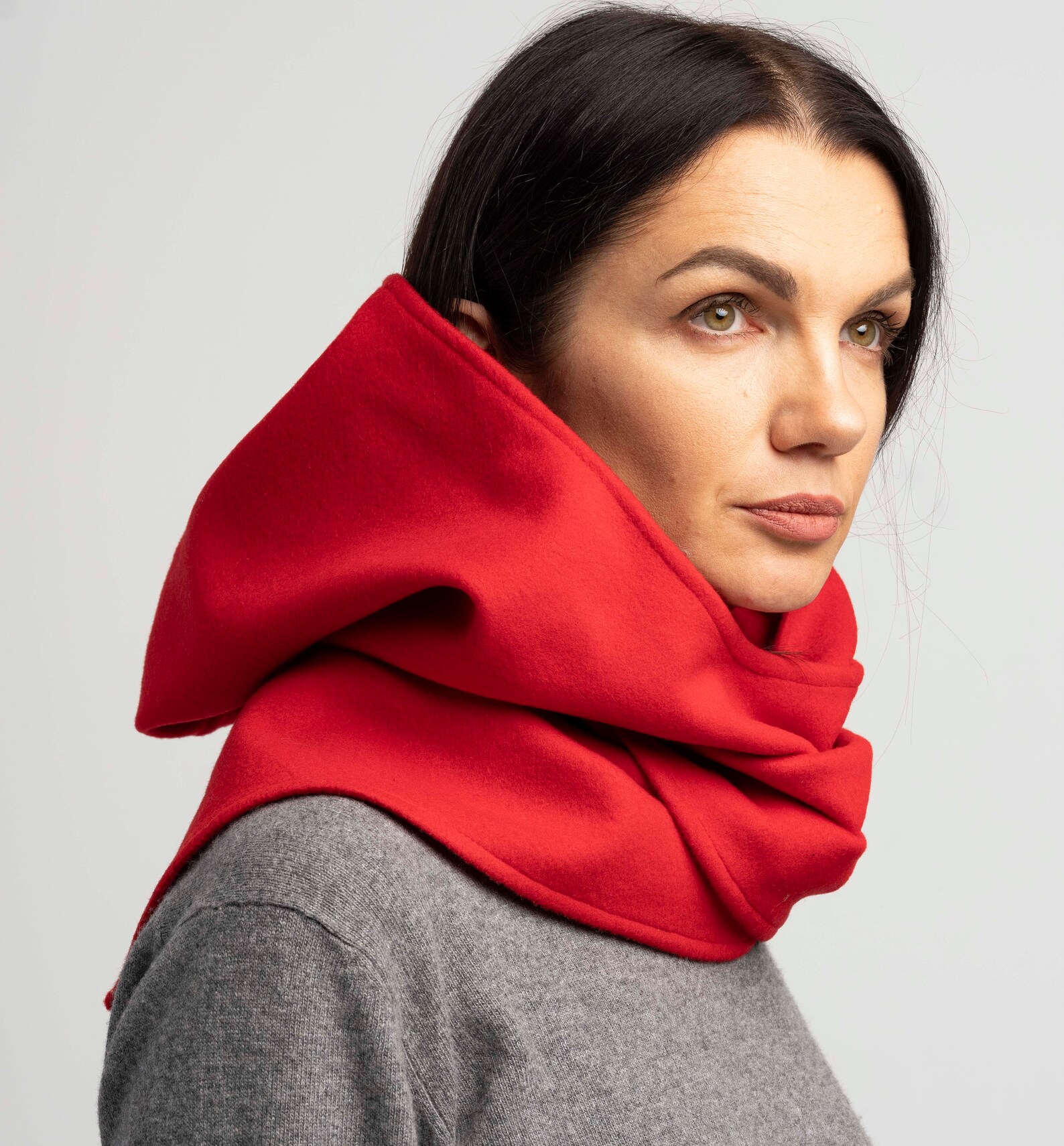 Cashmere Wool Red Hood Unisex Red Cowl Scarf Cowl Shrug - Etsy