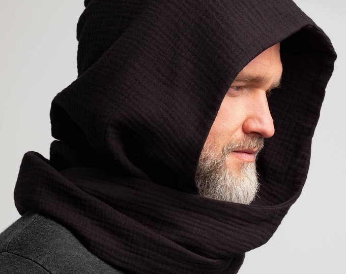 Black Hooded Cowl, Victorian XXL Hood, Scoodie, Hooded Scarf, Wool ...