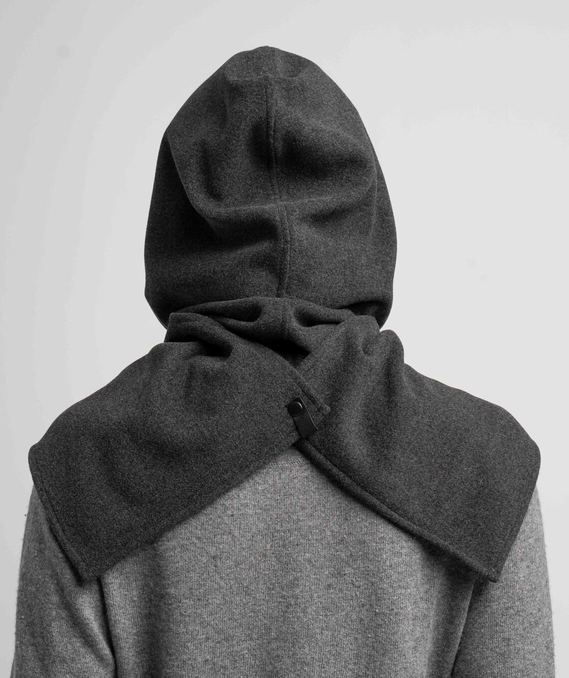 Soft Wool Dark Gray Hood Unisex Gray Cowl Scarf Cowl Shrug | Etsy