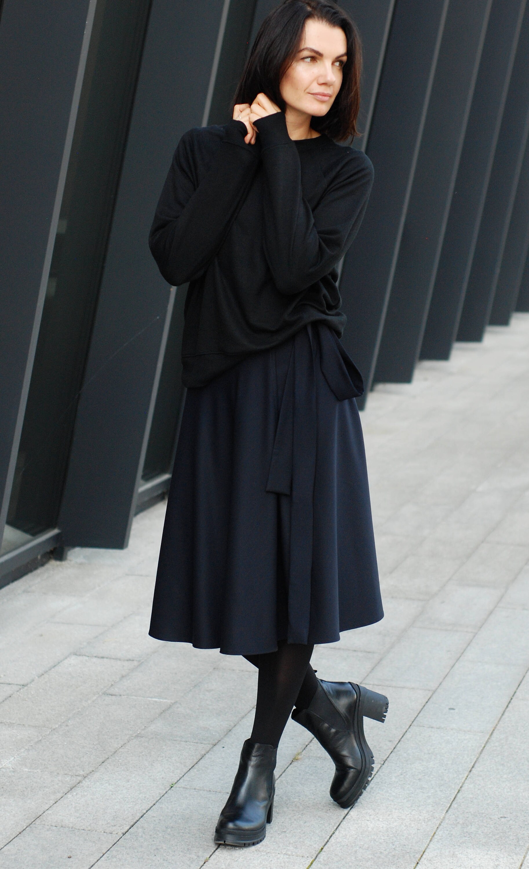 Dark Blue Wool Wrap Skirt High Waisted Skirt Natural Wool - Etsy