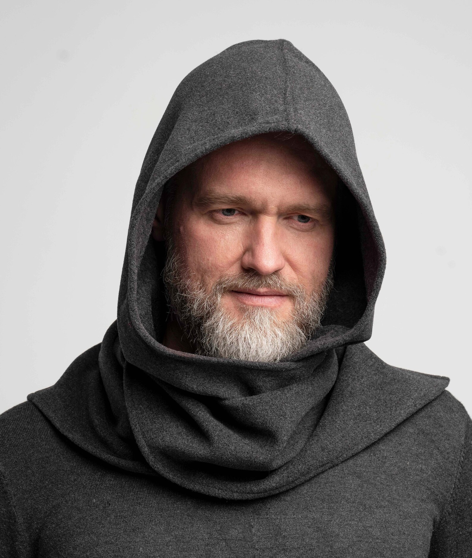 Soft Wool Dark Gray Hood Unisex Gray Cowl Scarf Cowl Shrug | Etsy