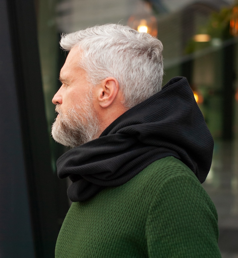 Black Hood Unisex, Black Cowl Scarf Men, Cowl Shrug Men, Cowl Hood ...