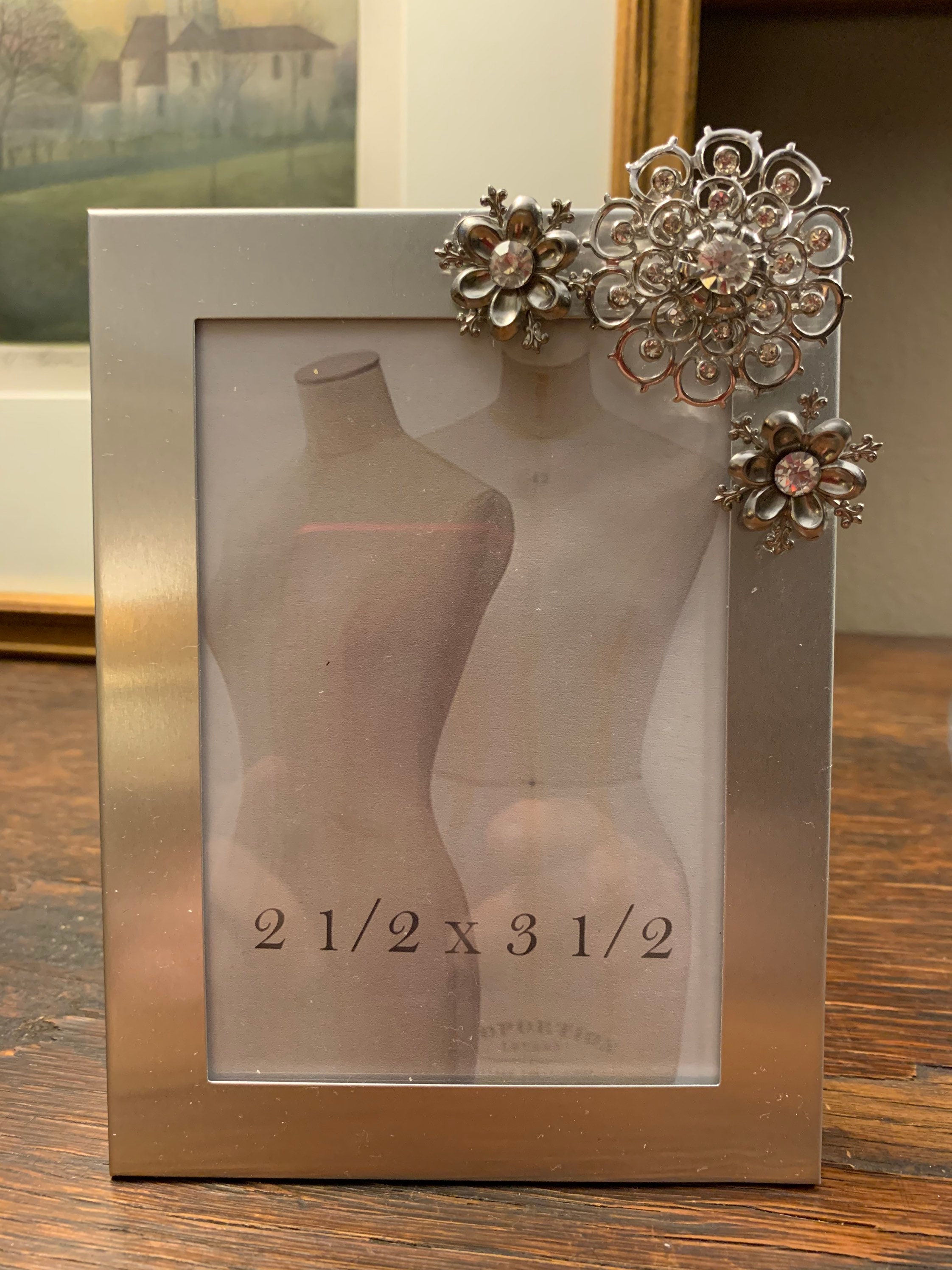 Brushed Silver Picture Frames with Vintage Rhinestone Starburst, Flower ...