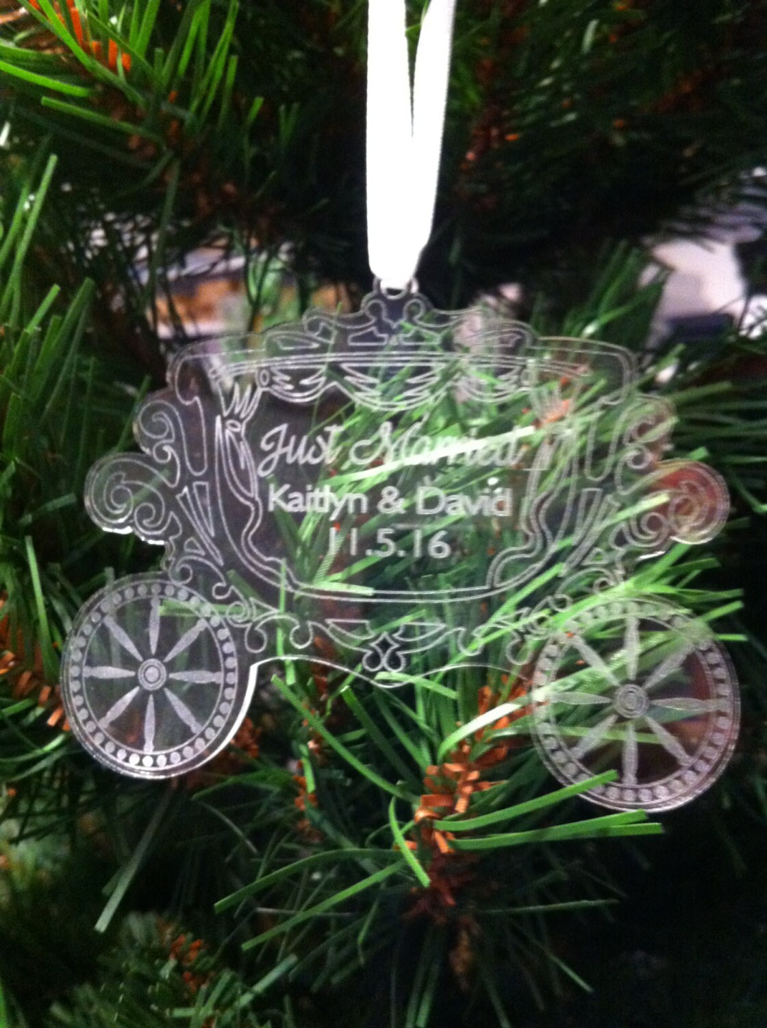 Princess Carriage Personalized Wedding Ornament or Christmas Ornament ...