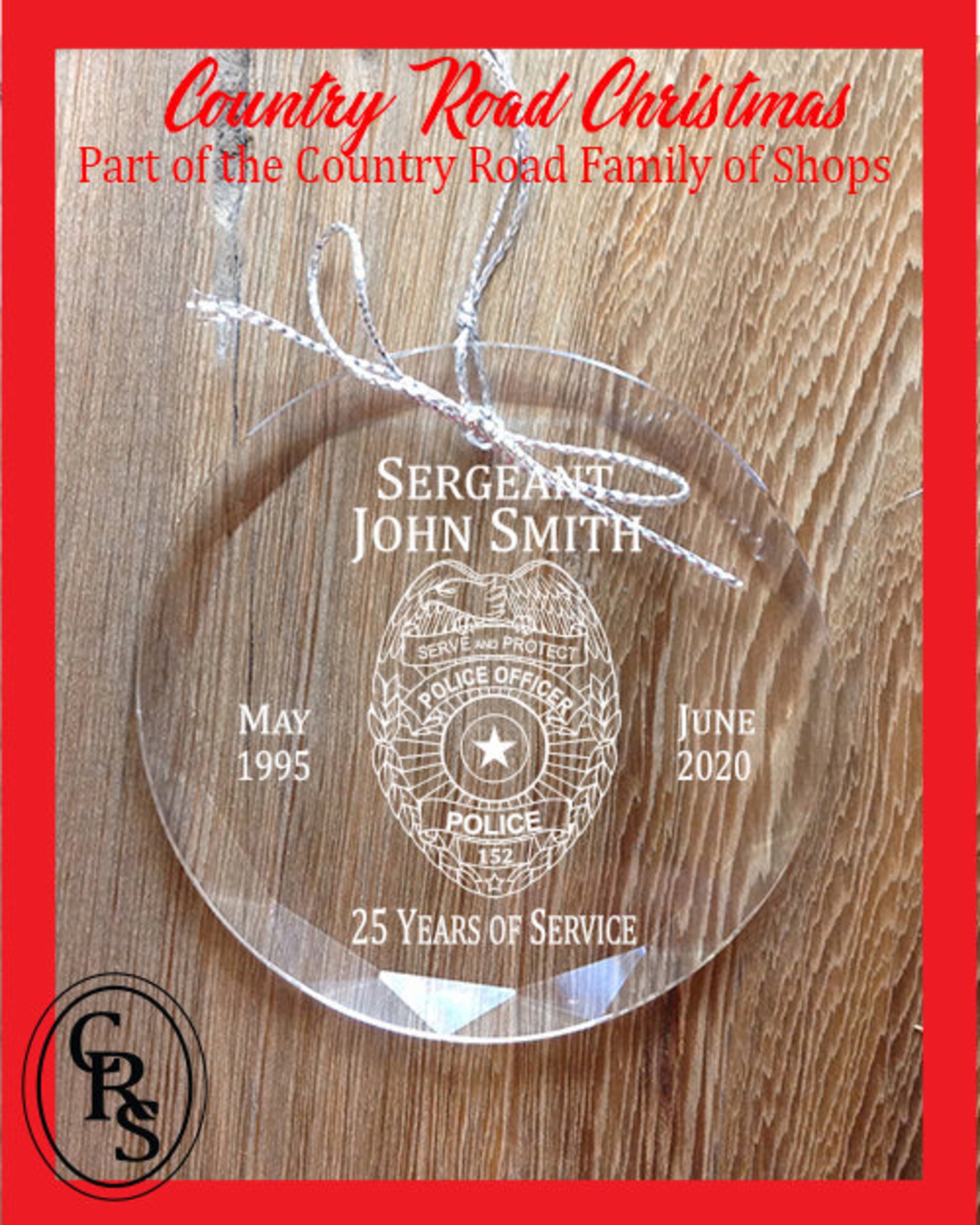 Personalized Police Retirement Crystal Ornament - Years of Service ...