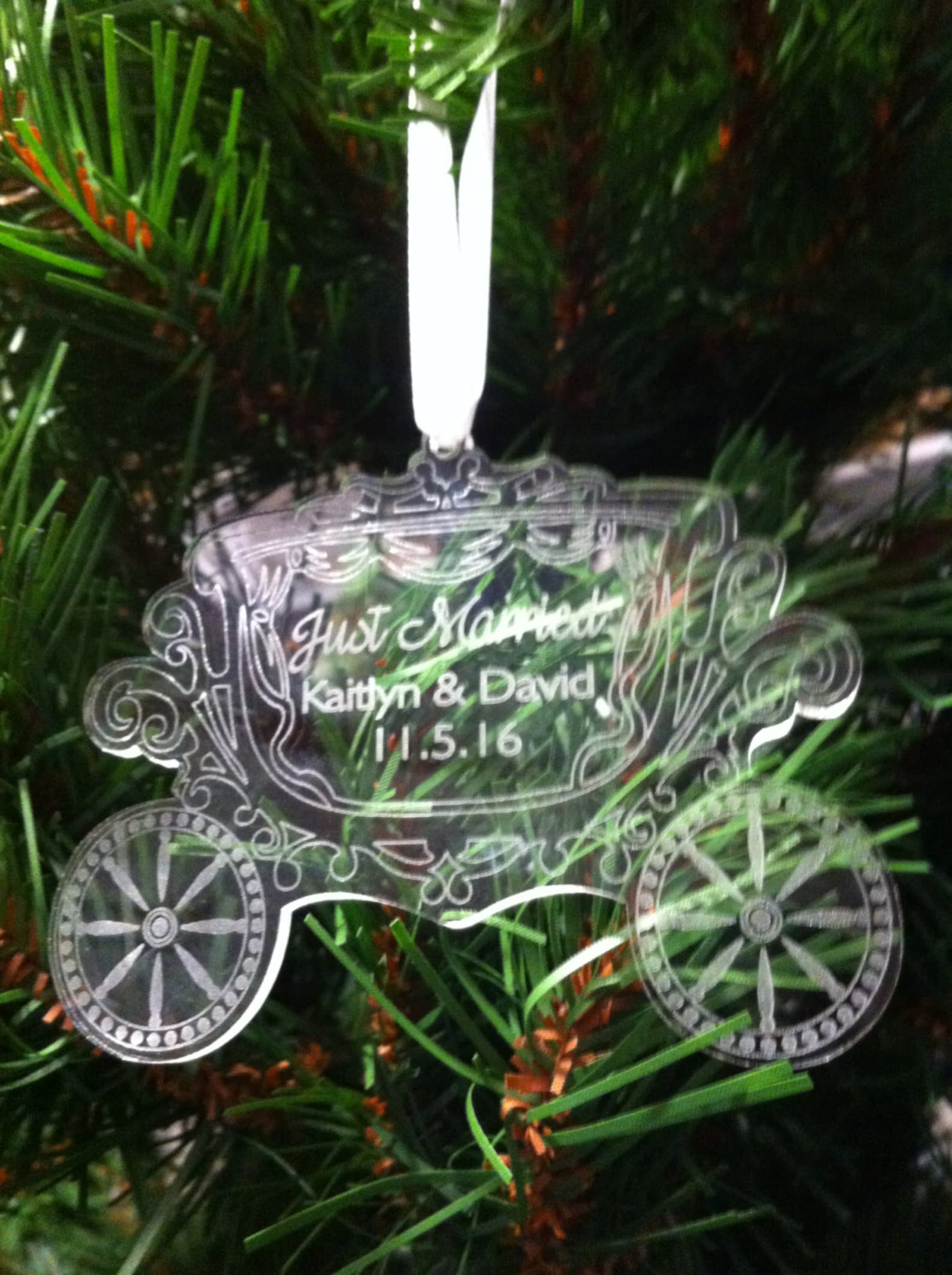 Princess Carriage Personalized Wedding Ornament or Christmas Ornament ...