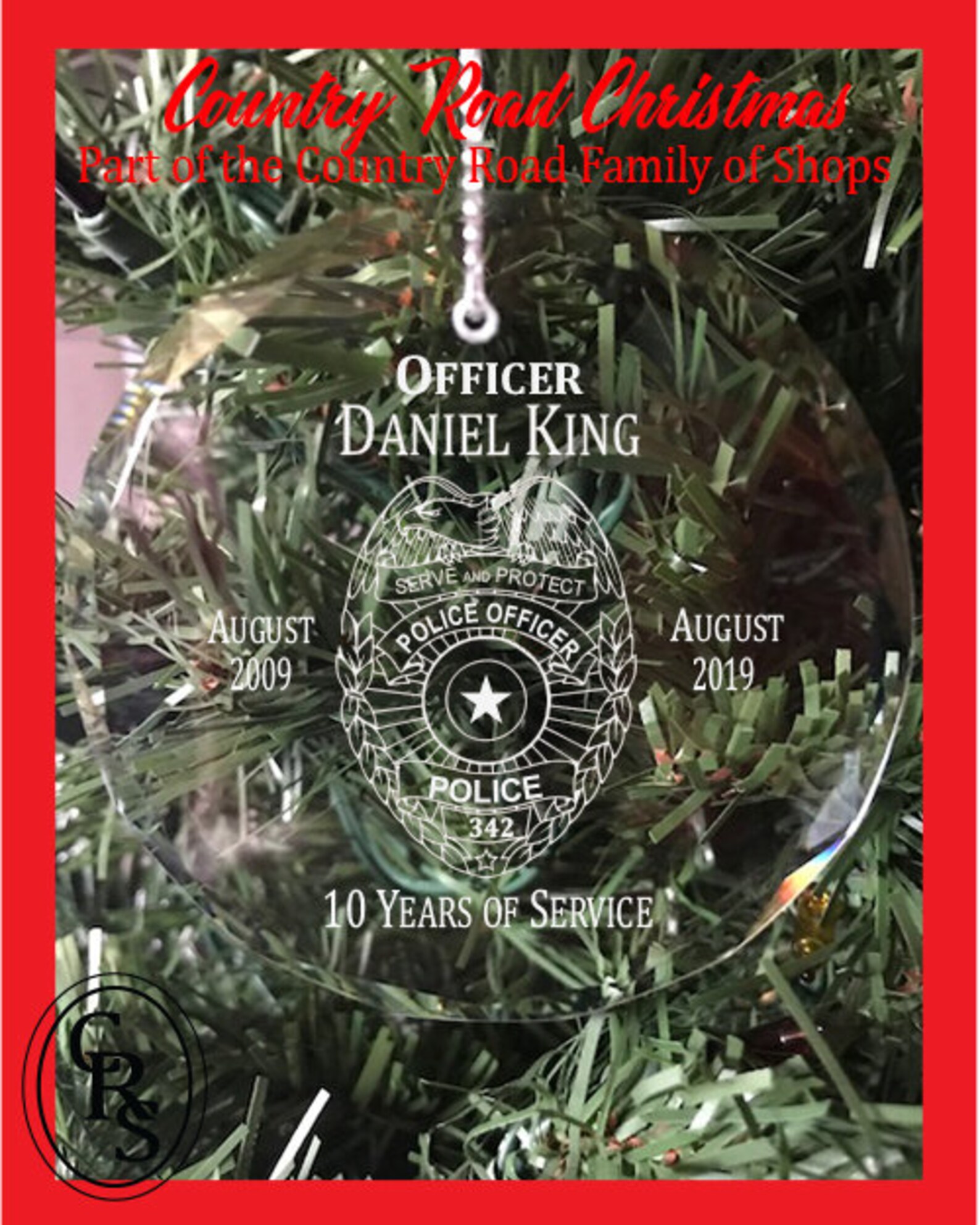Personalized Police Retirement Crystal Ornament - Years of Service ...