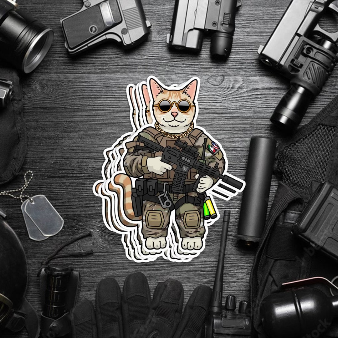 Tactical Cat Sticker - Etsy