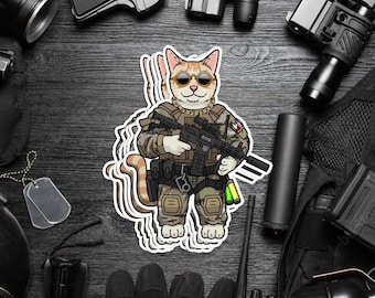 Tactical Cat Vinyl Sticker Meme Decal Tactical Stickers - Etsy