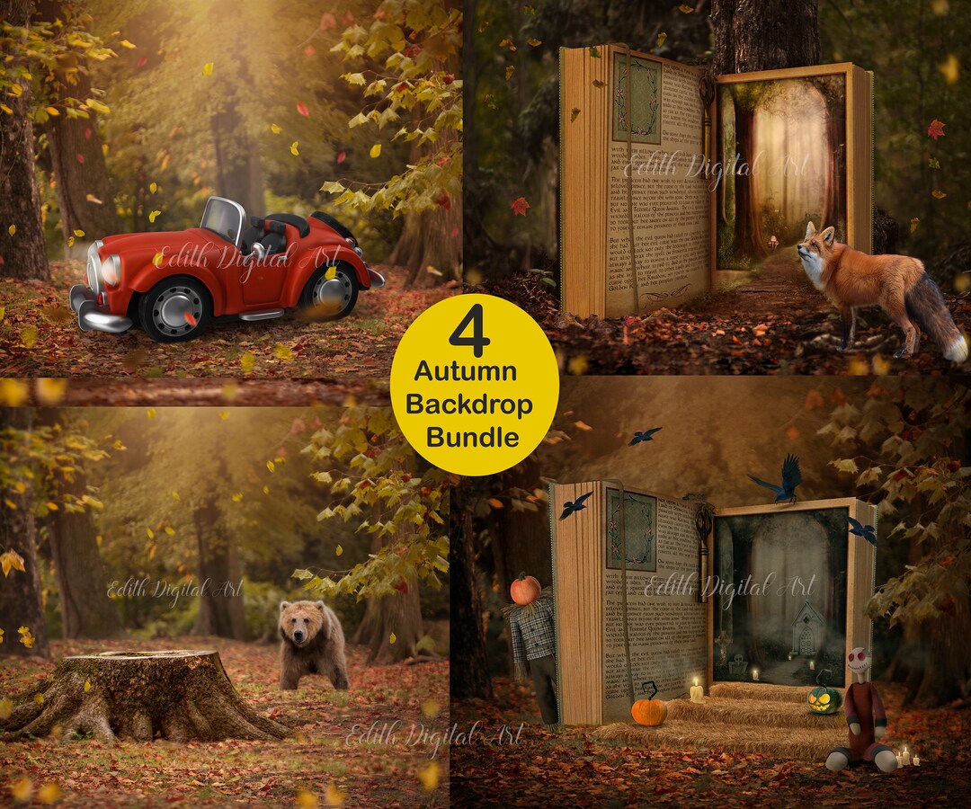 Autumn Forest Background, Magic Halloween Book Backdrop, Enchanted Fall ...