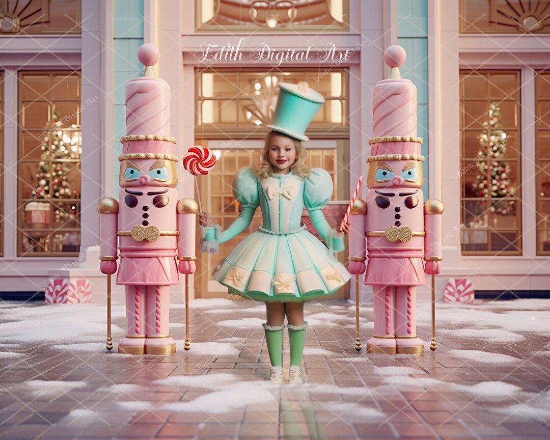 Christmas Digital Backdrop Photography, Pink Nutcracker Digital ...