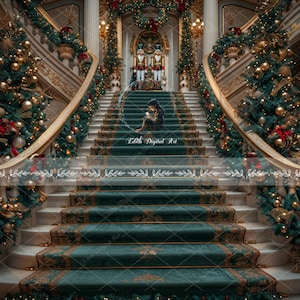 Christmas Staircase Digital Backdrop Xmas Digital Background ...