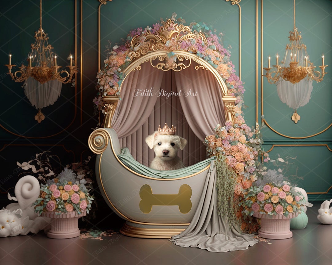 Princess Portrait Digital Backdrop, Dog Bed Background Photography ...