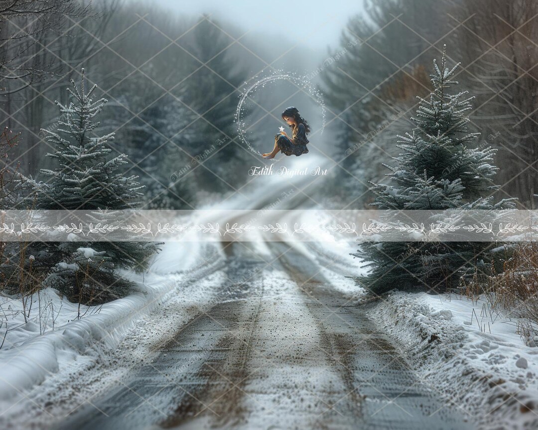 Winter Road Digital Backdrop for Photography Composite, Snow Path ...