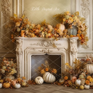 Fall Digital Backdrop Autumn Digital Background Fireplace - Etsy