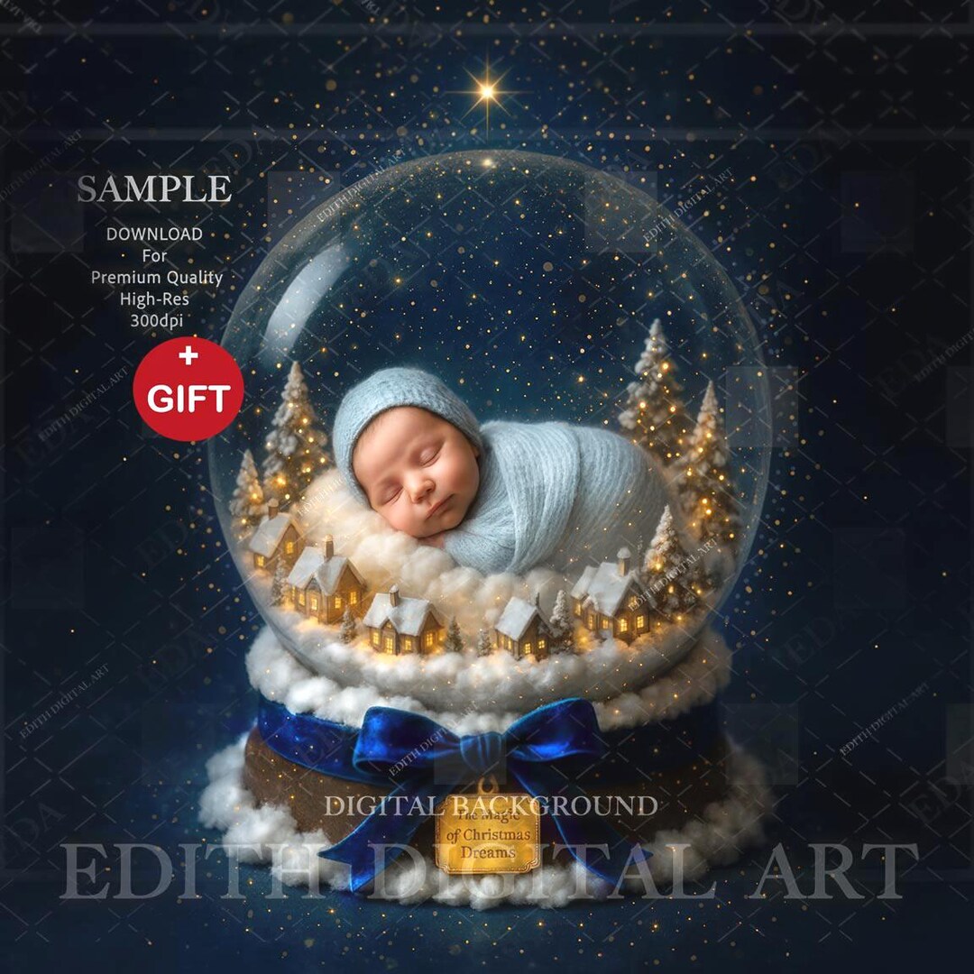 Christmas Newborn Digital Backdrop, Snow Ball for Boy or Girl, Glass ...