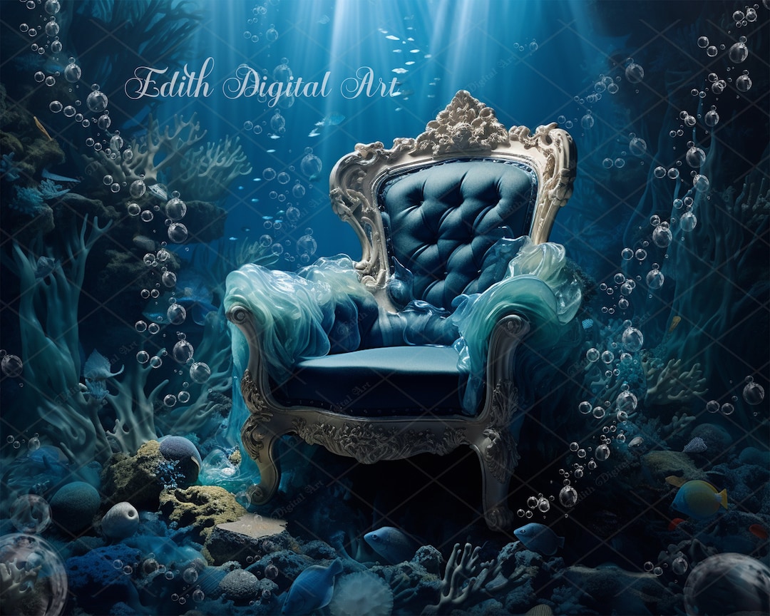 Mermaid Digital Background, Mermaid Backdrop, Fantasy Fairytale Mermaid ...