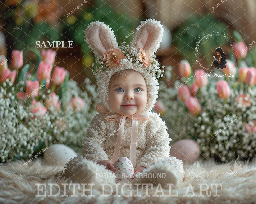 Spring Newborn Digital Background Photography Portrait, Easter Bunny ...