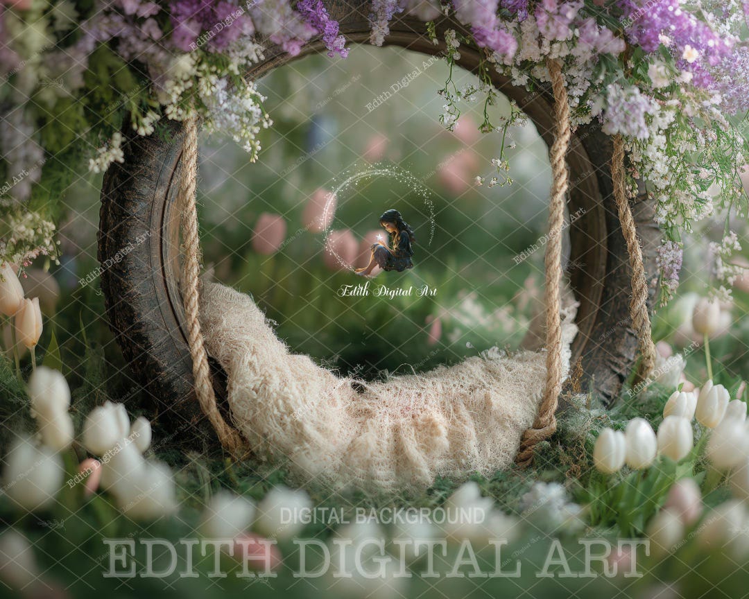 Newborn Digital Background Photography, Spring Floral Newborn Swing ...