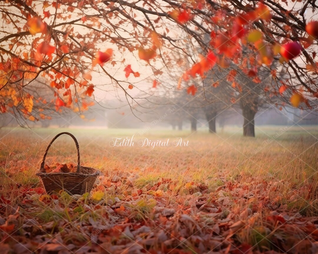 Fall Digital Backdrop, Fall Backdrop Apple Field Photography Composite ...