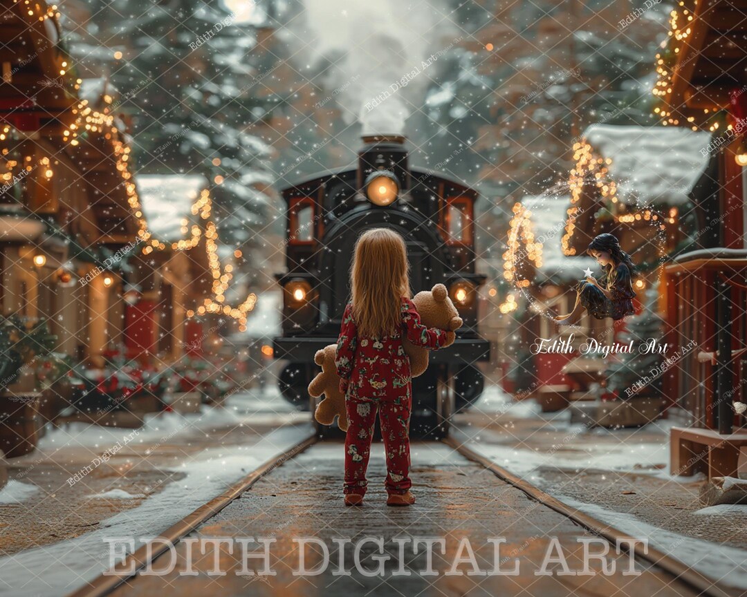 Christmas Train Digital Backdrop, Polar Express Composites, North Pole ...