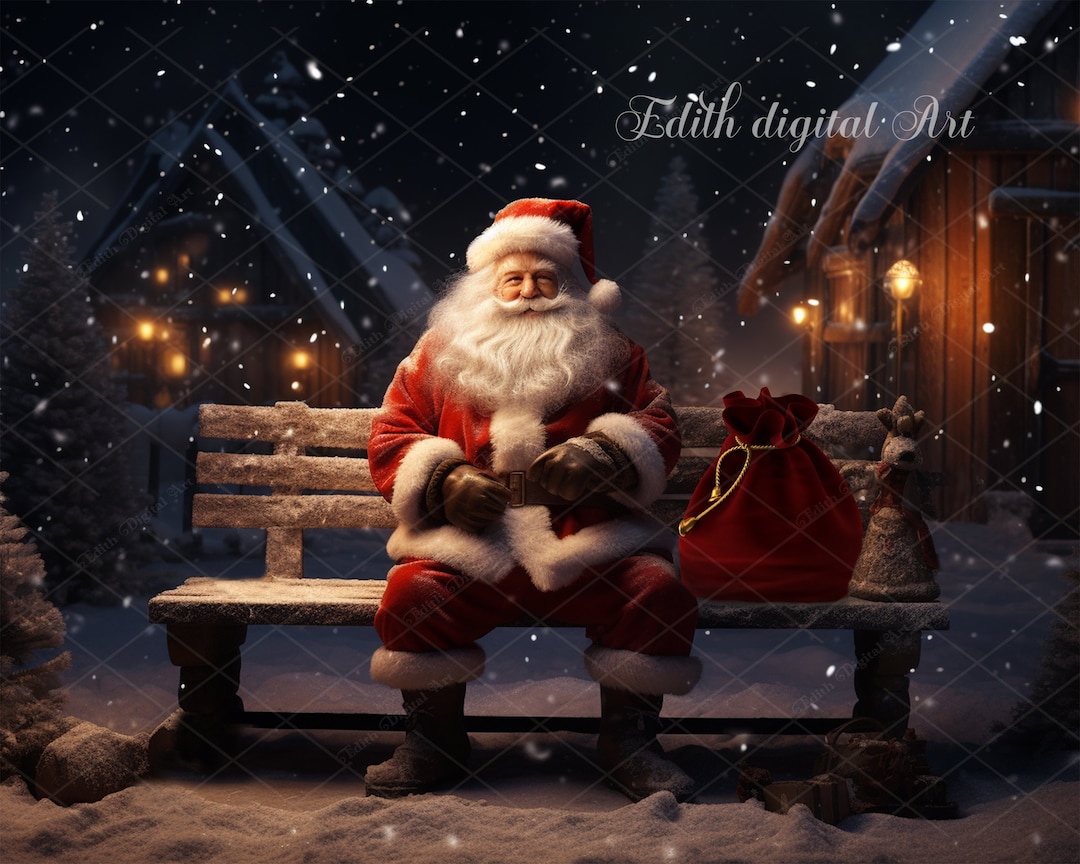 Christmas Digital Background, Christmas Digital Backdrio, Santa Digital ...