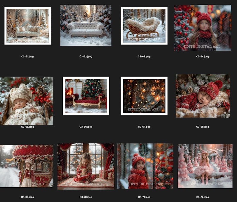 Christmas Digital Backdrop Bundle, Christmas Background Photography, 80 ...