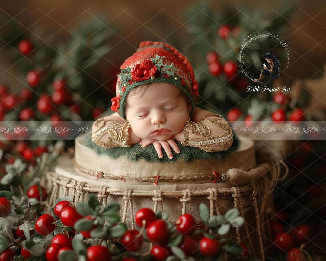 Christmas Digital Backdrop, Newborn Photo Prop Digital, Xmas Baby ...