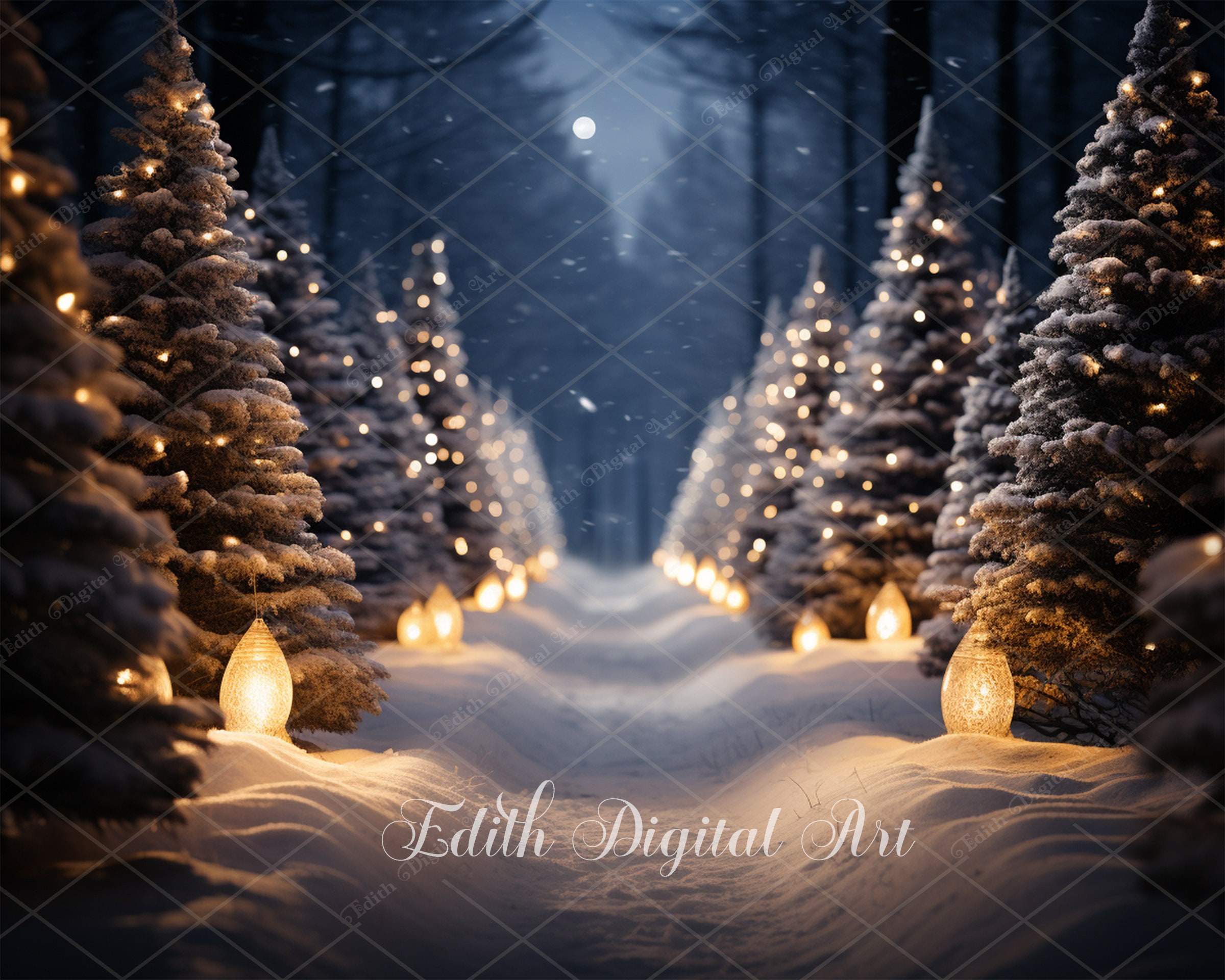 Christmas Snow Night Background