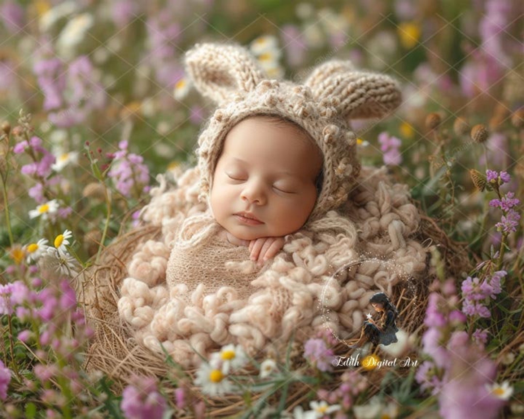 Easter Bunny Newborn Digital Background Photography, Newborn Digital ...