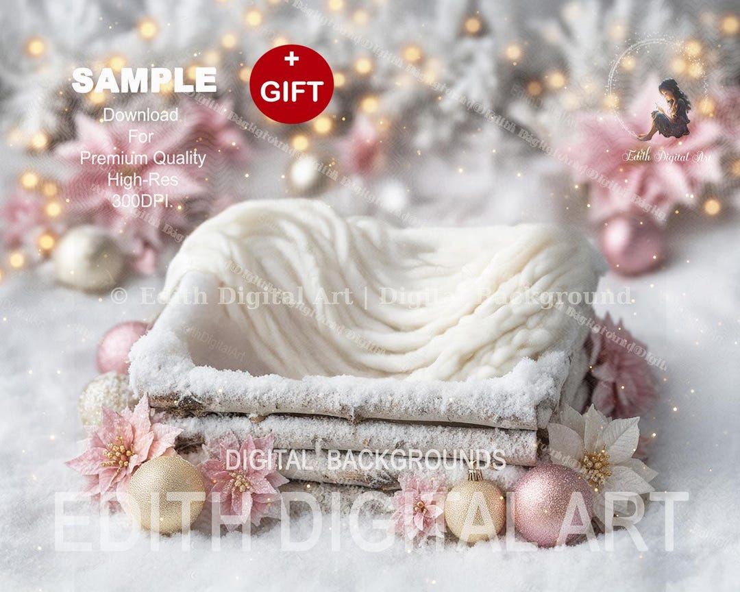 Newborn Digital Backdrop, Baby First Christmas Photography, Pink ...