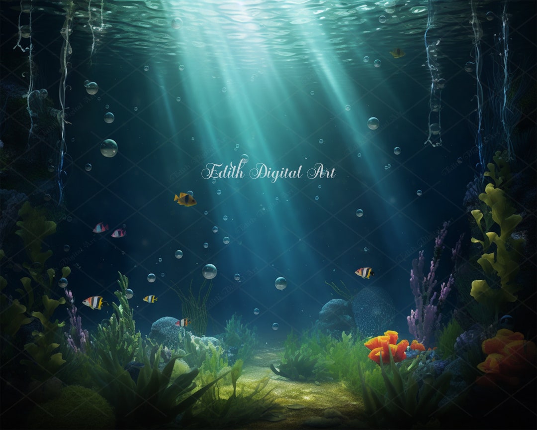 Underwater Digital Backdrop, Mermaid Digital Background Photography ...