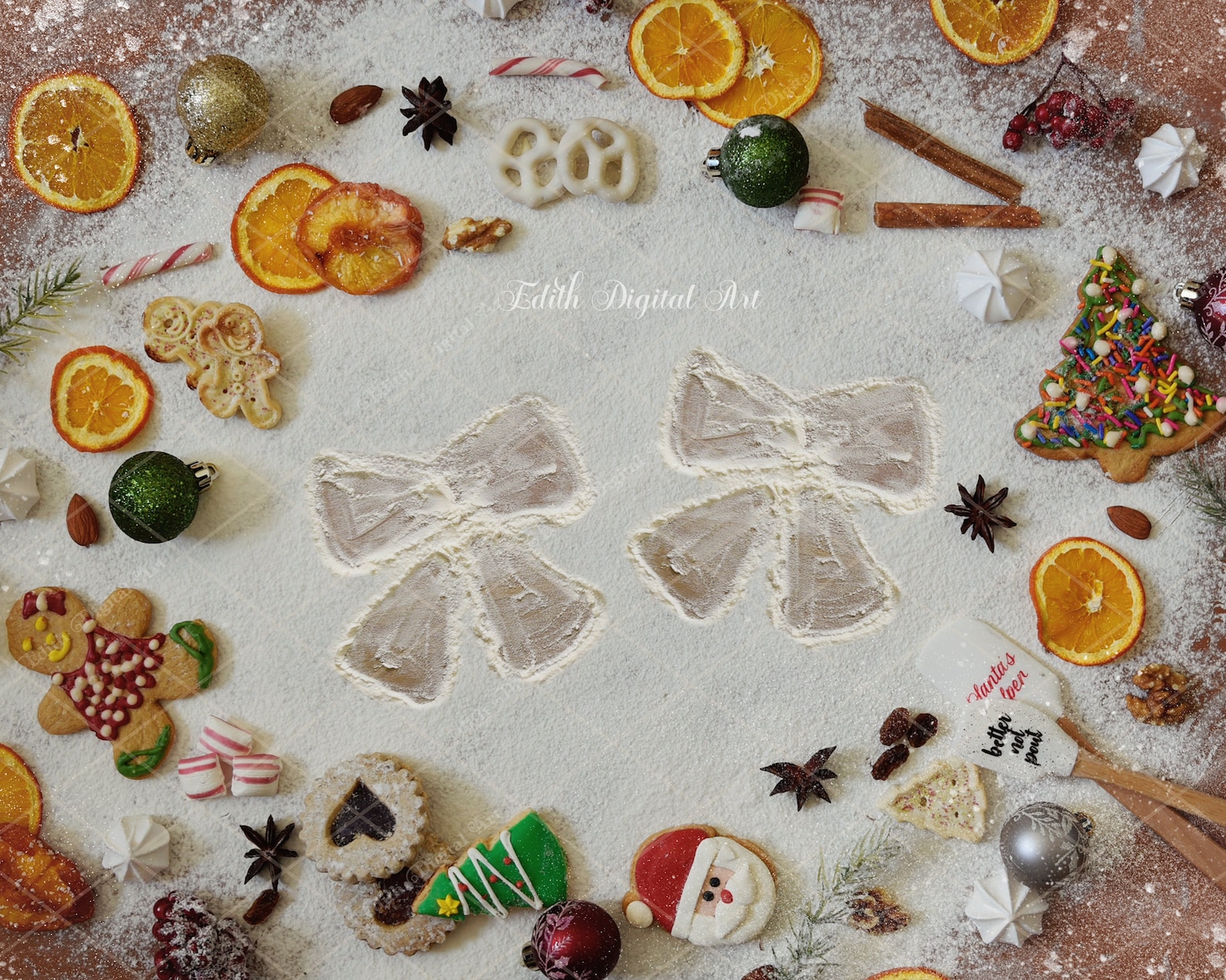 Christmas Digital Background Baking Snow Angel on Flour - Etsy