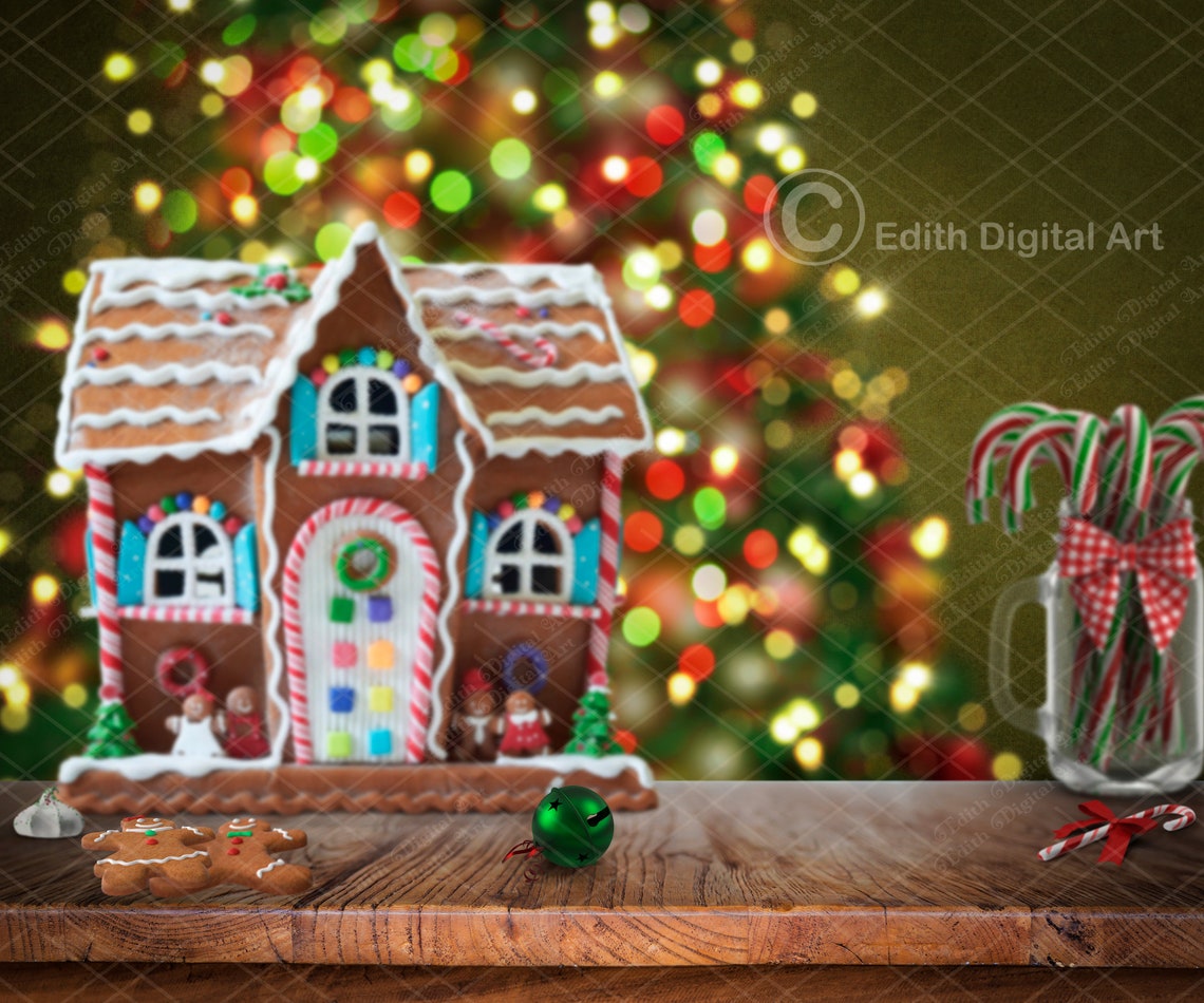 Gingerbread Christmas Digital Backdrop Background Holiday - Etsy