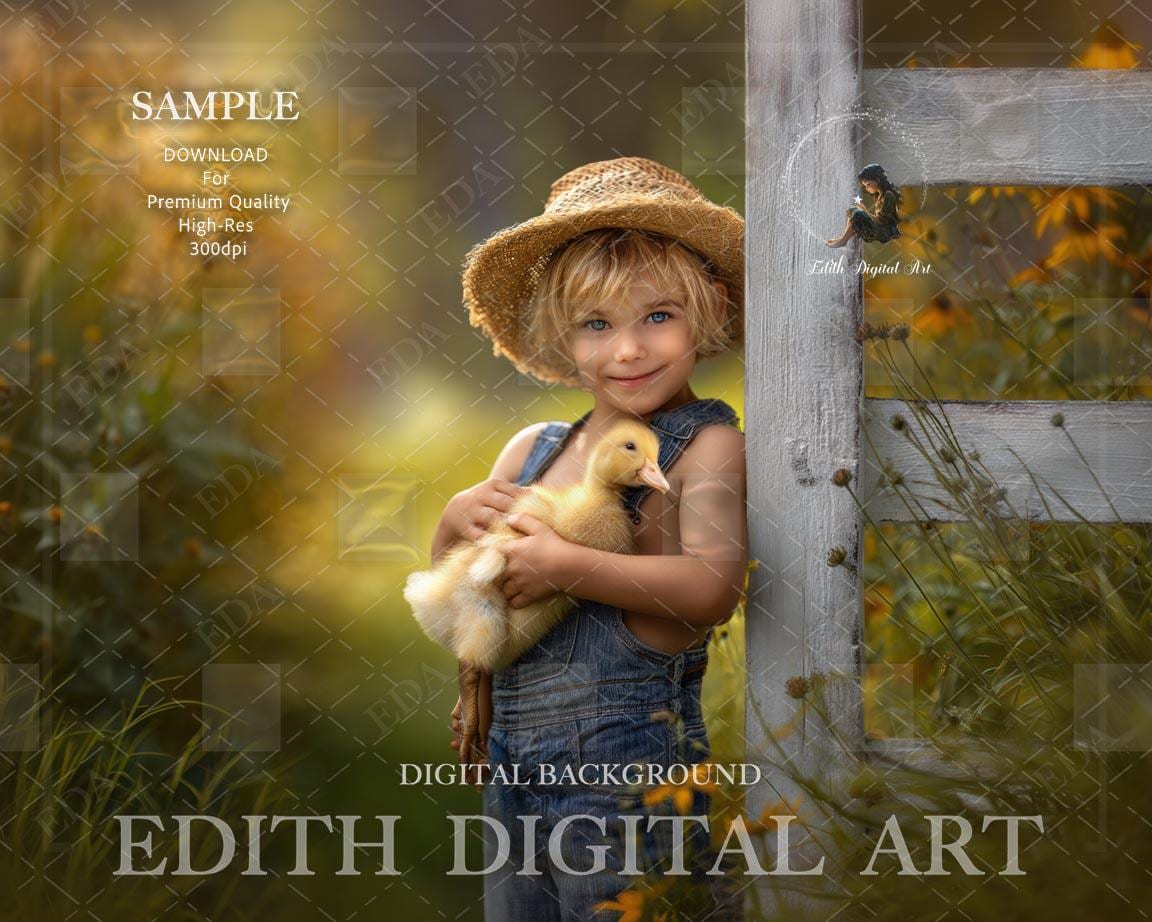 Rustic Fence Digital Backdrop Photography, Spring & Summer Flower ...