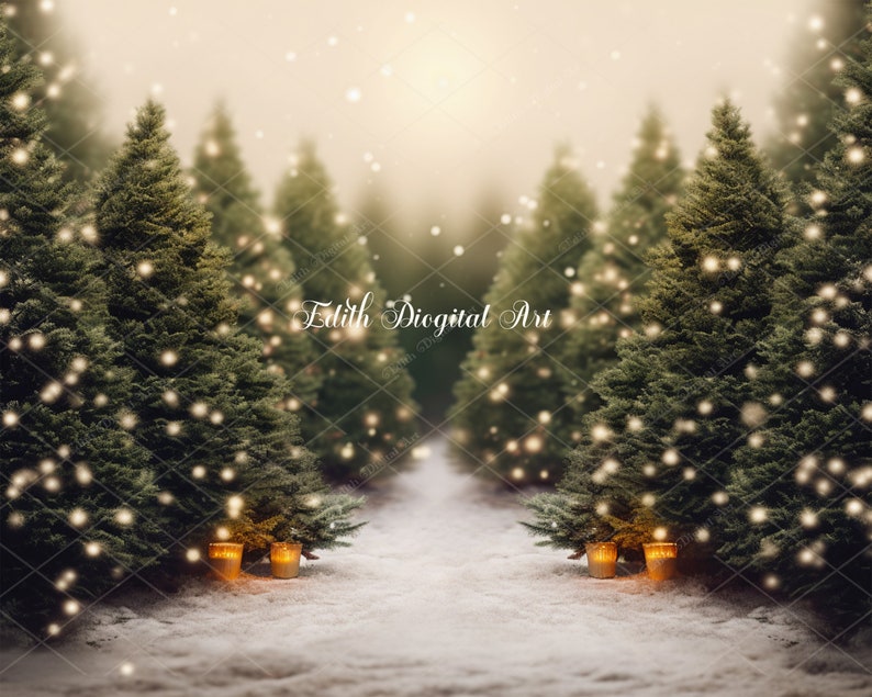 Christmas Tree Farm Photography Backdrop Digital, Tree Lot Printable ...