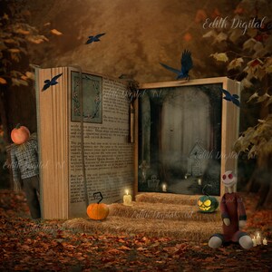 Autumn Forest Background, Magic Halloween Book Backdrop, Enchanted Fall ...