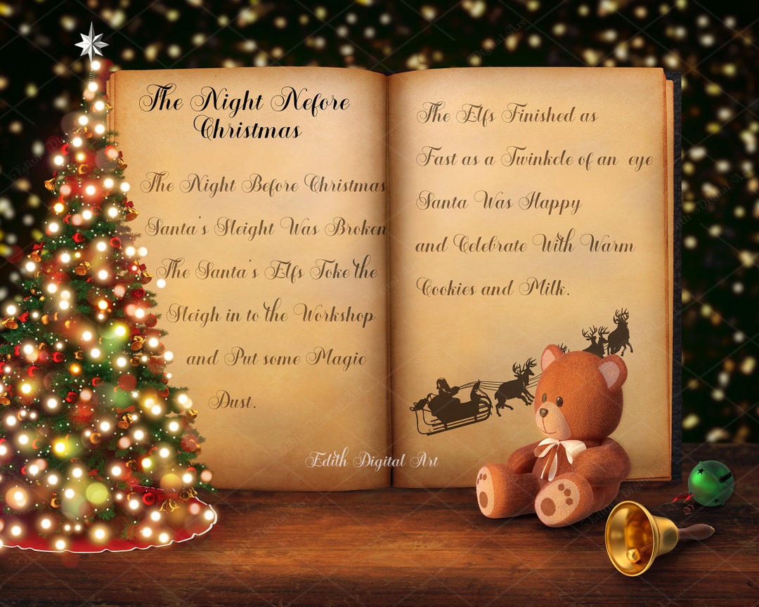 Christmas Book Digital Backdrop Photography, Fantasy Background for ...