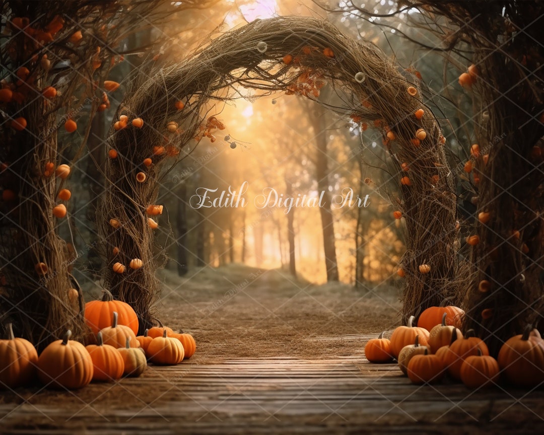 Fall Digital Backdrop, Fall Archway Backdrop Photography Composite With ...